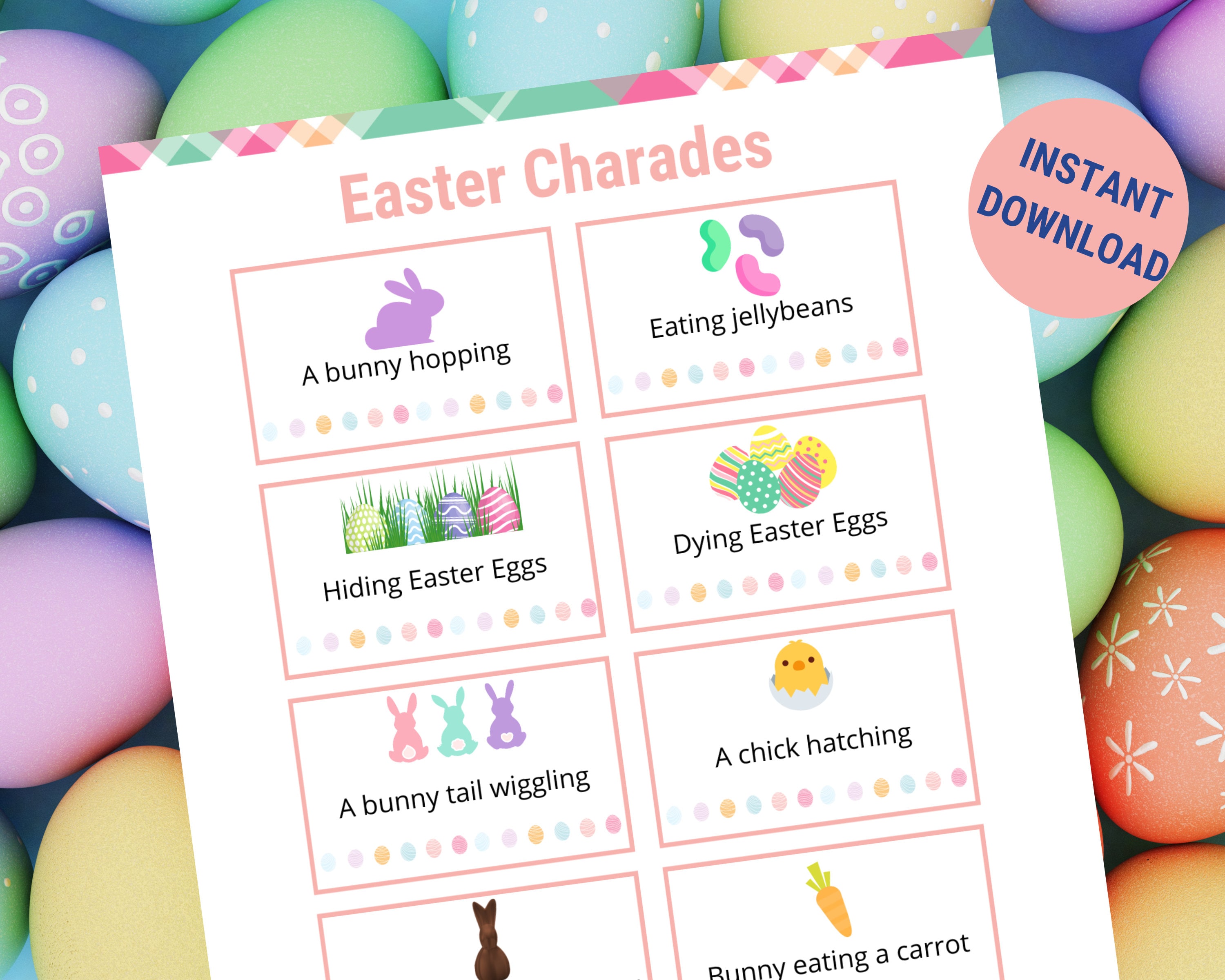 Printable Easter Game, Charades for Kids, Easter Activity Sheet, Easter ...