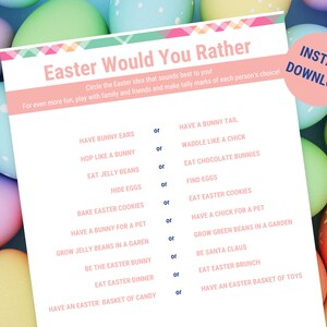 Would You Rather Easter, Printable Easter Game, Easter Activity Sheet ...