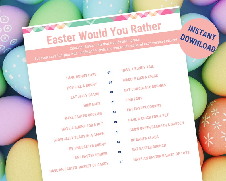 Would You Rather Easter, Printable Easter Game, Easter Activity Sheet ...