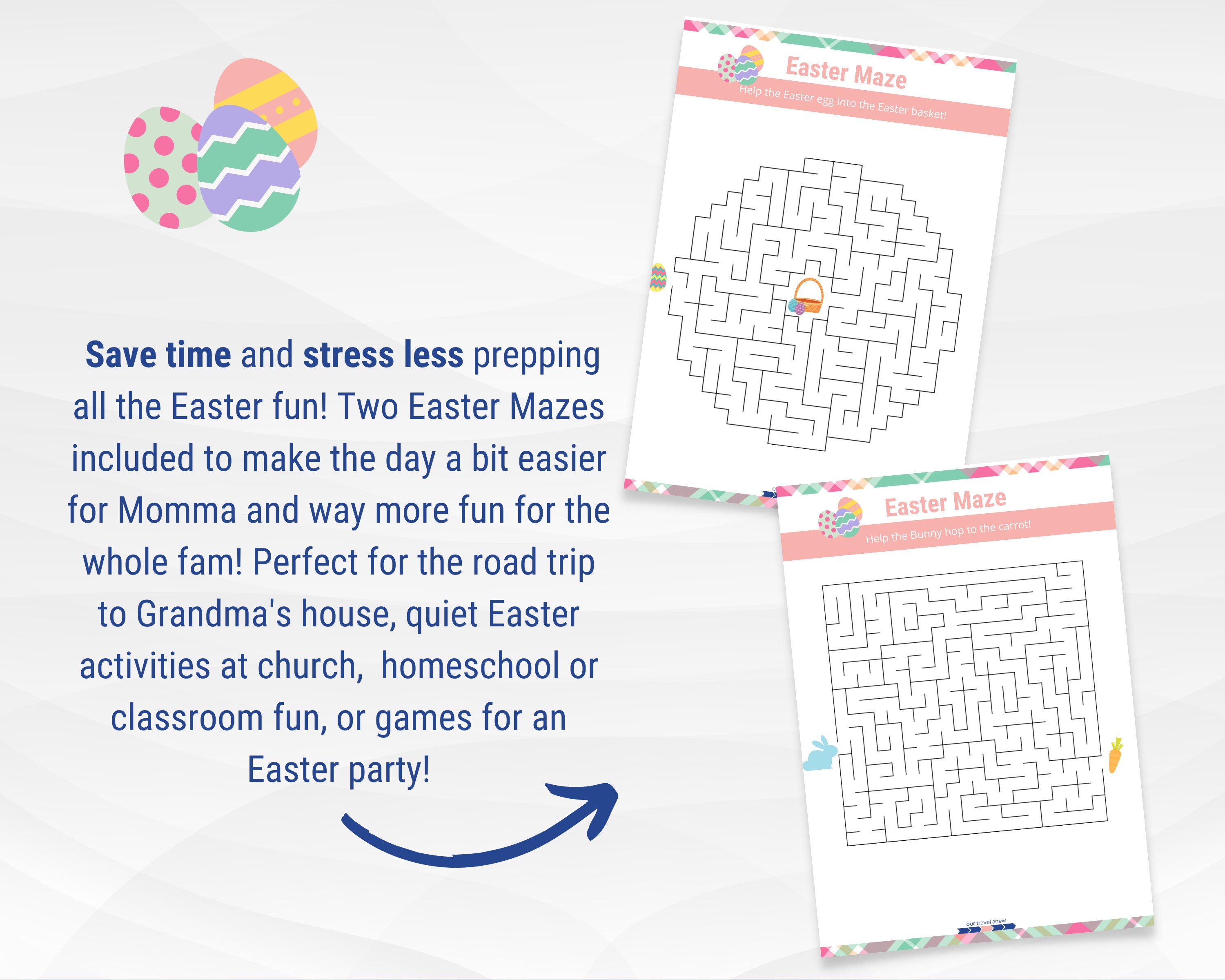Printable Easter Game, Mazes for Kids, Easter Activity Sheet, Easter ...