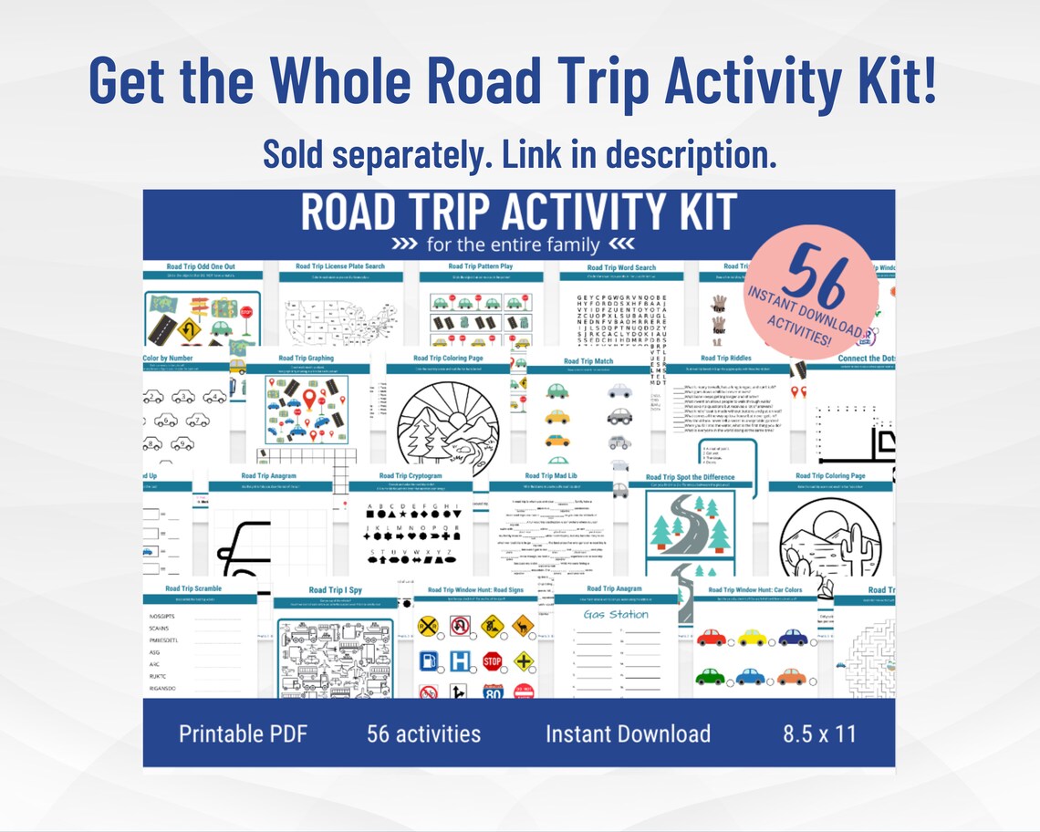 Drawing Prompts for Kids, Printable Road Trip Games for Kids, Road Trip ...