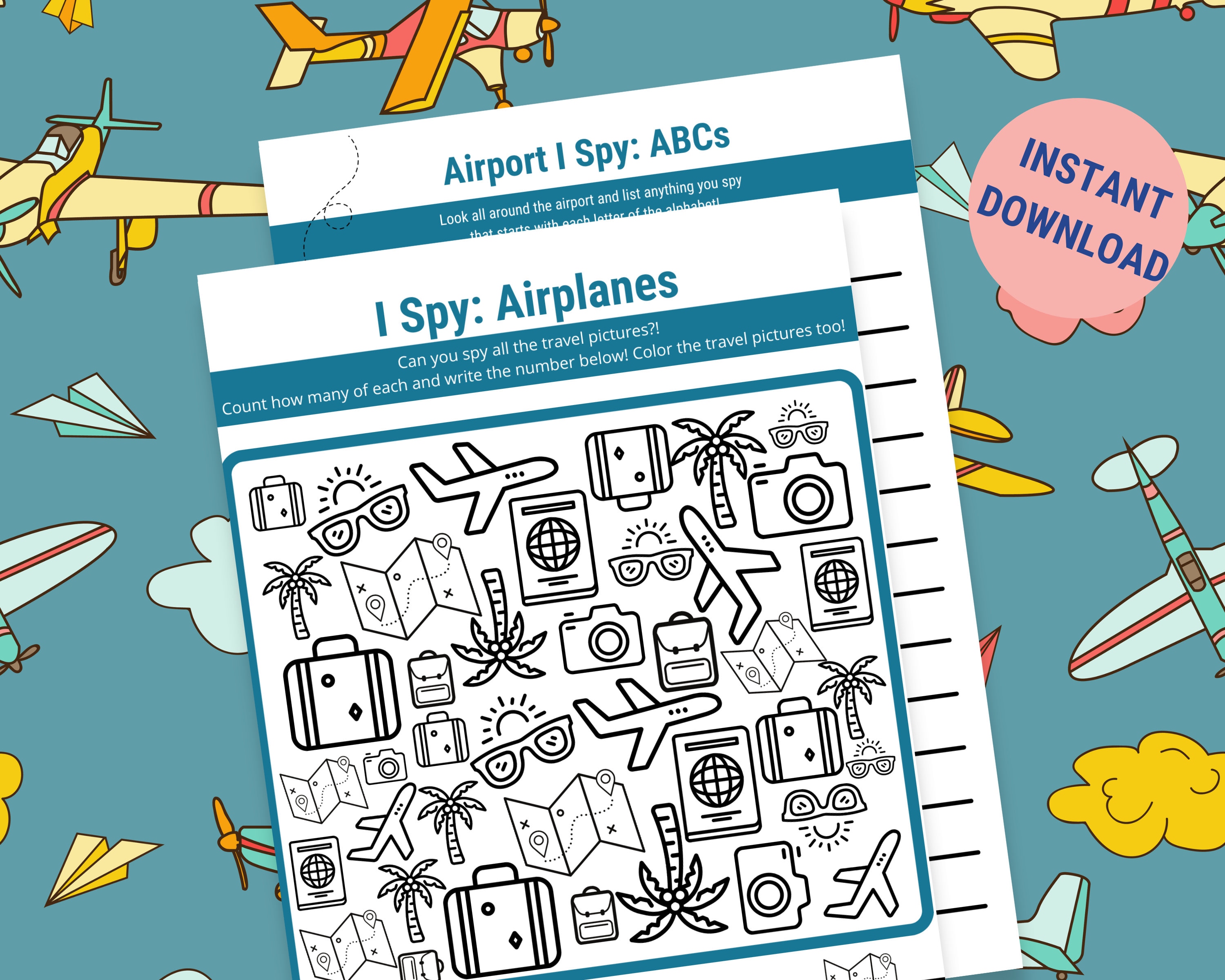 I Spy Game, Printable Airplane Activities, Plane Activities for Kids ...