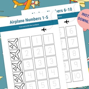 Number Tracing Printable, Printable Airplane Activities for Toddlers ...