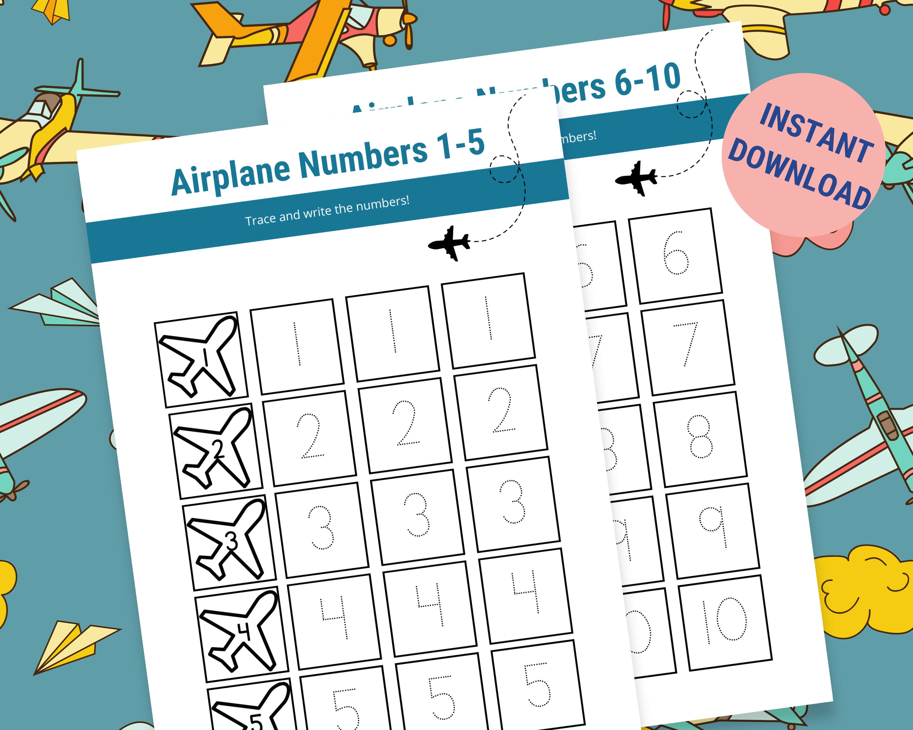 Number Tracing Printable, Printable Airplane Activities for Toddlers ...