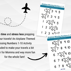 Missing Numbers Worksheet, Printable Airplane Activities, Plane ...