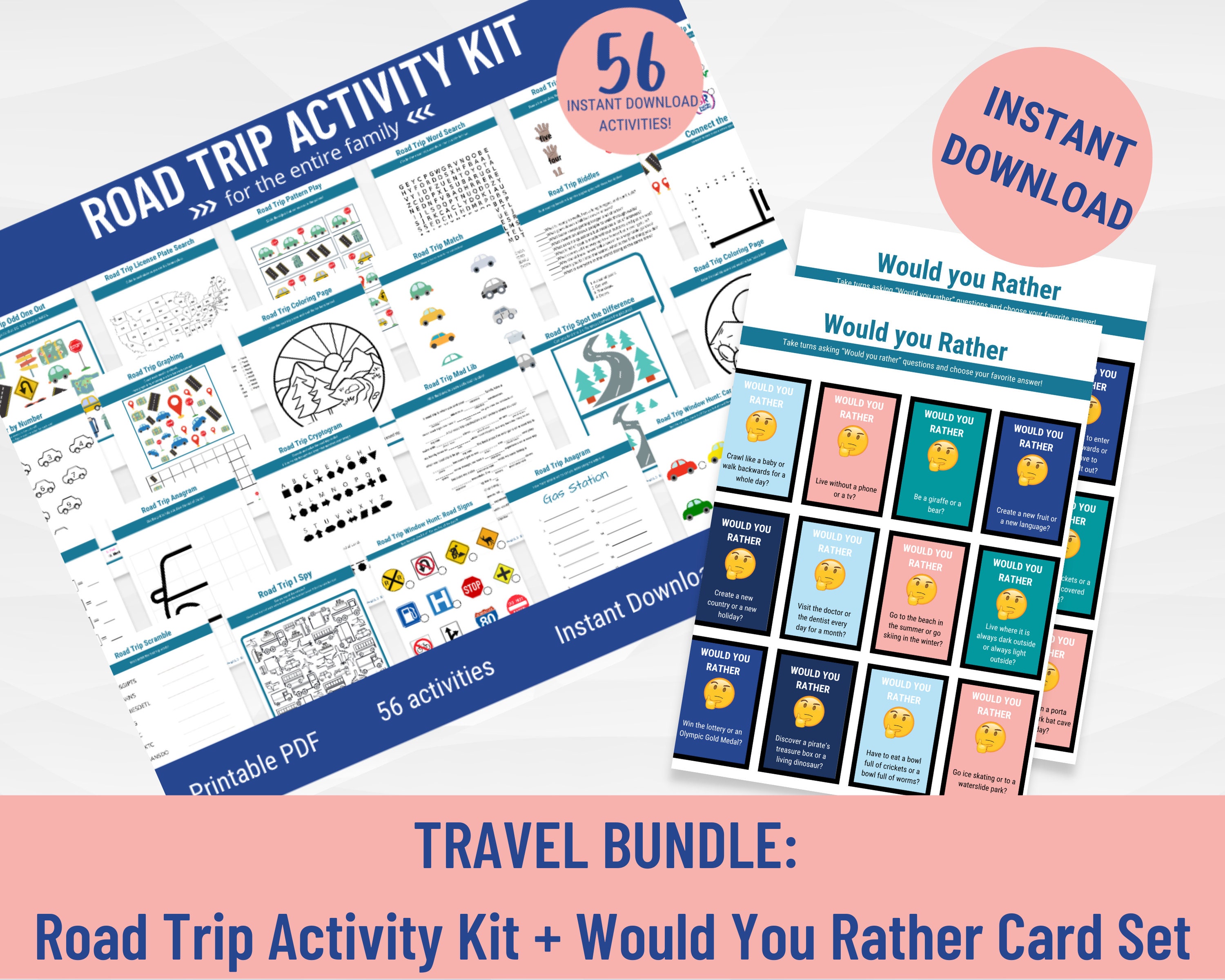 Road Trip Games Bundle, Road Trip Activity Bundle, Road Trip Games for ...