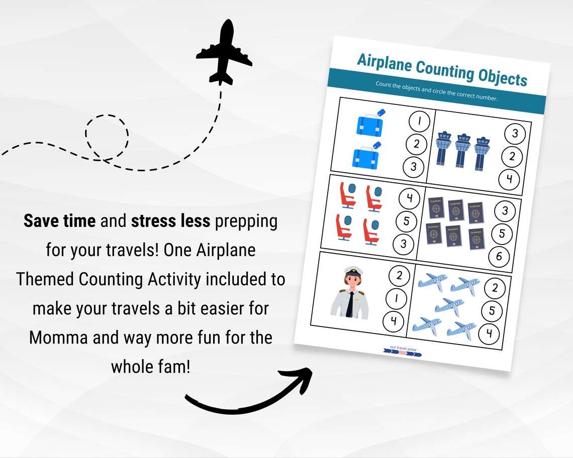 Preschool Counting Activity Printable, Printable Airplane Activities ...