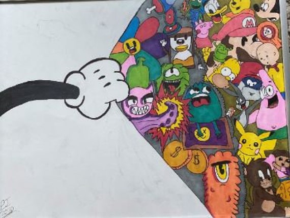 Doodle Art Poster Mickey Arm | Etsy