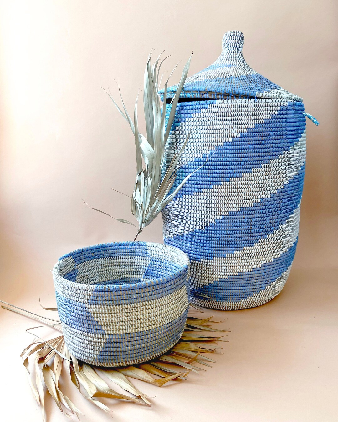 Large Periwinkle Woven African Hamper Basket With Lid - Etsy