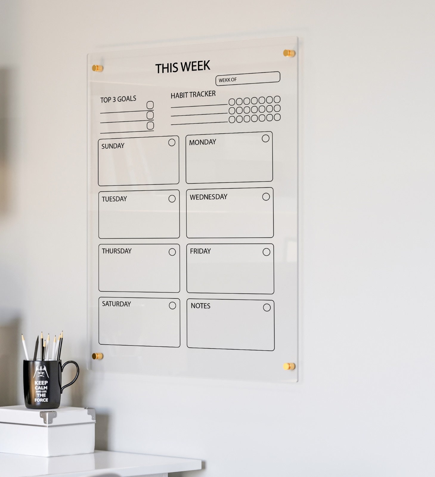 Custom Acrylic Organization Vision Board, Personalized Weekly Monthly ...