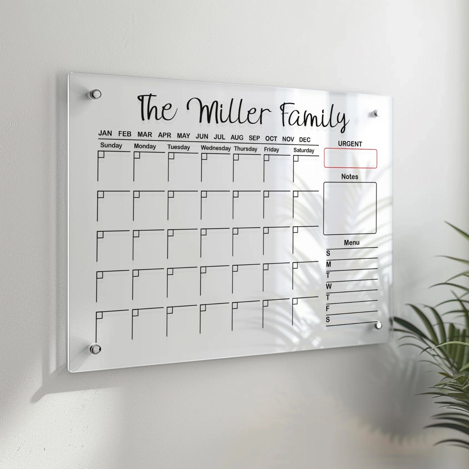 Custom Acrylic Family Wall Calendar 2024, Personalized Acrylic Weekly ...