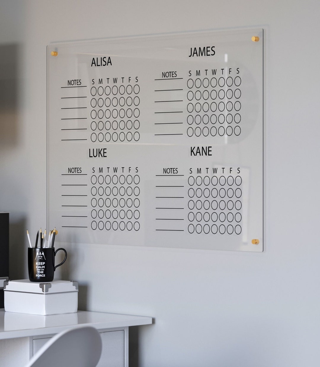 Magnetic Clear Glass Board kitchen Decor acrylic Fridge Calendar ...