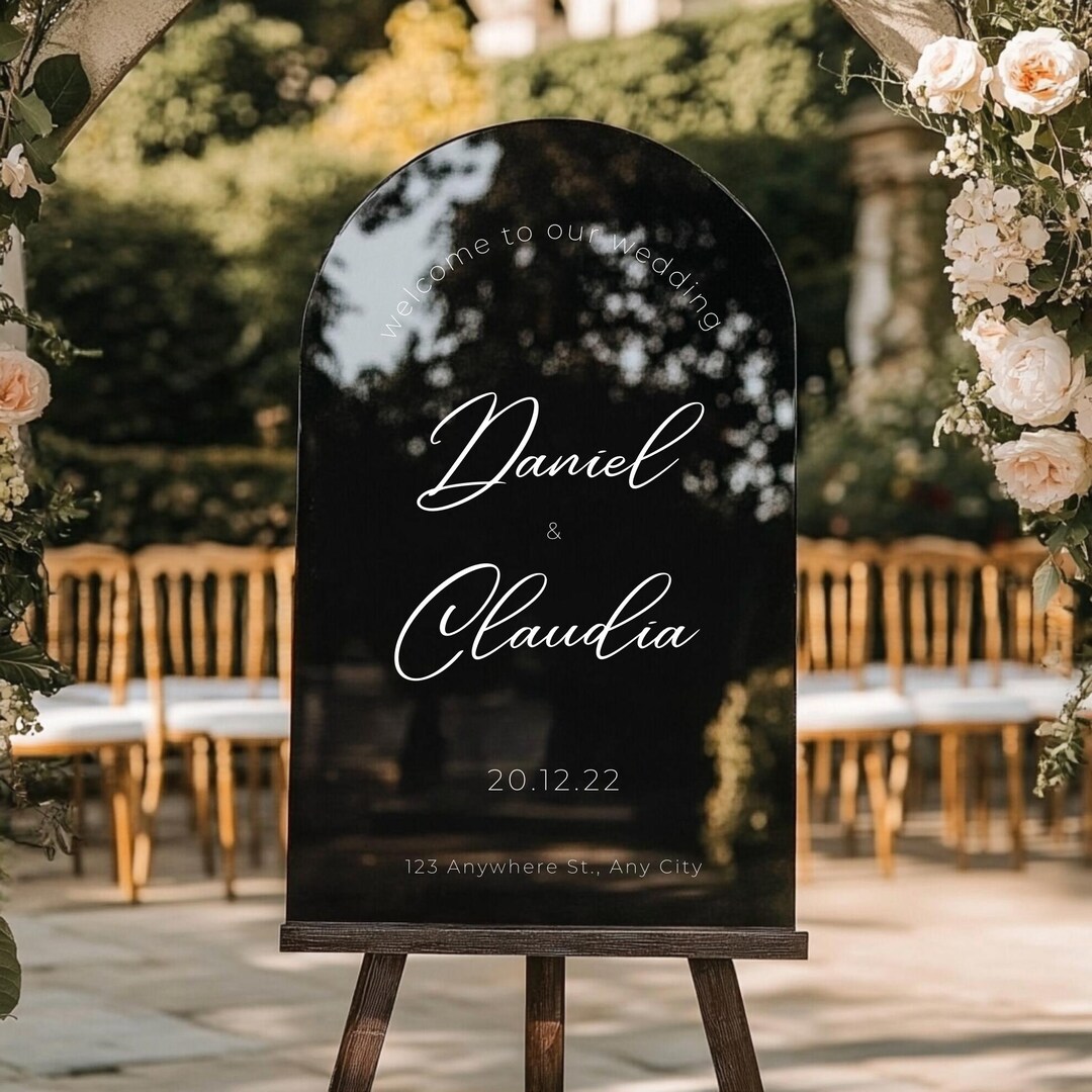 Minimalist White Acrylic Wedding Sign, Custom Arched Welcome Sign ...