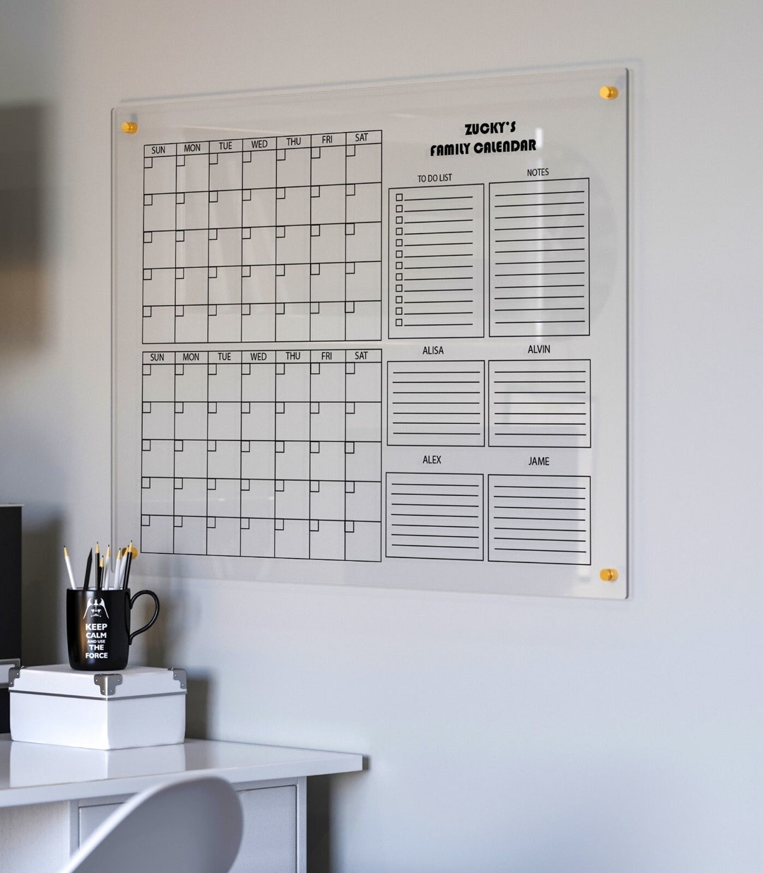 Personalized Family Organization | Monthly & Weekly Calendar | Acrylic ...