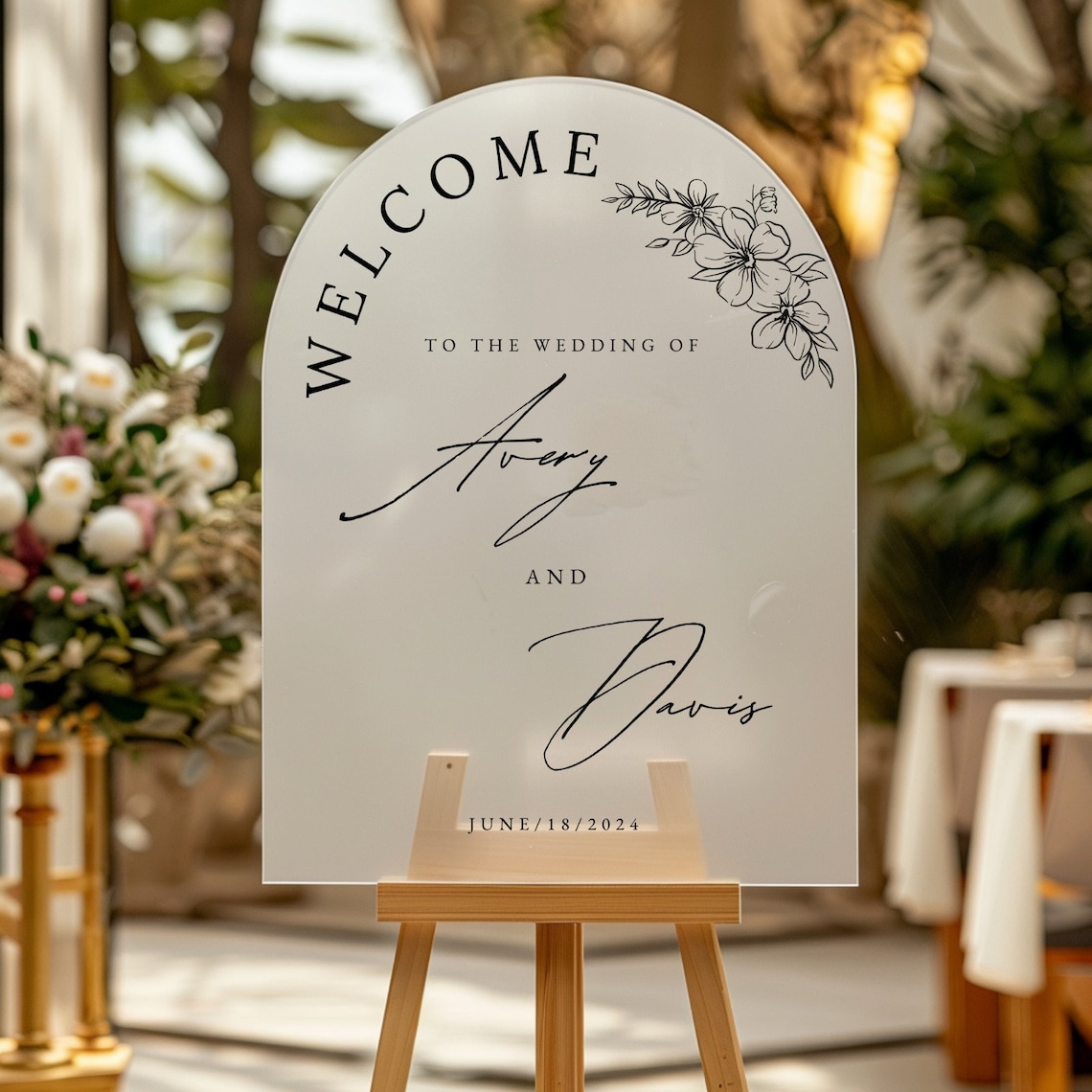 Acrylic Wedding Entrance Sign, Welcome Wedding Sign, Arch Wedding Decor ...