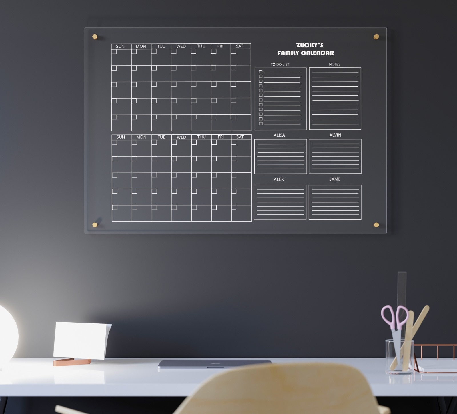Personalized Family Organization Monthly & Weekly Calendar Acrylic ...