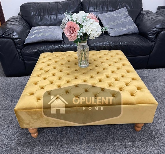 Extra Large Square Plush Velvet Coffee Table in High Class Soft Plush Velvet Etsy Canada