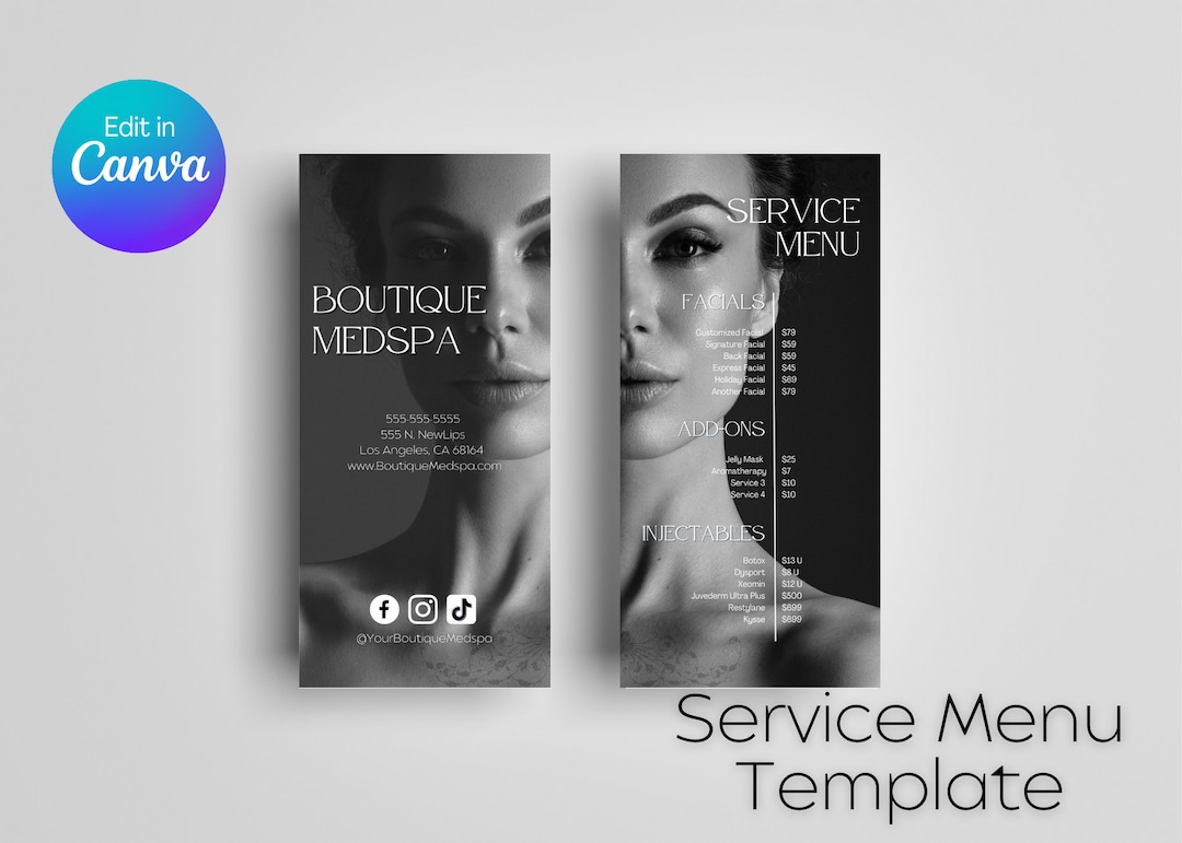Service Menu, Boutique Medspa Pricelist, Cosmetic Nurse Injector, Medical Aesthetic Service Menu ...