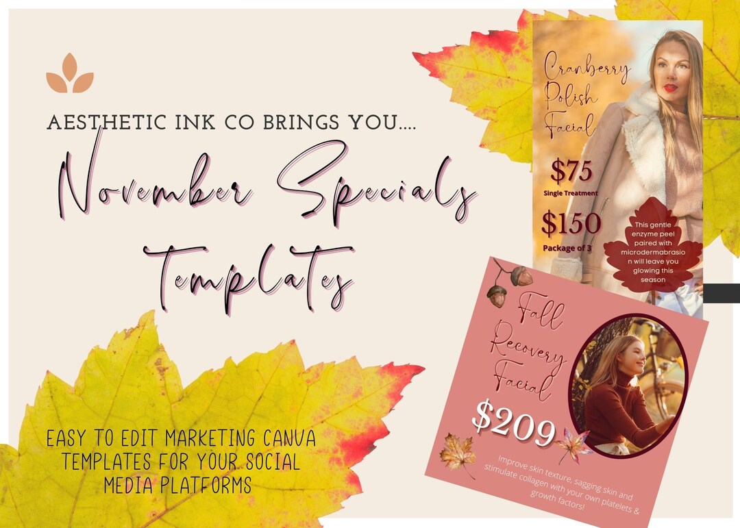 November Specials Editable Canva Templates, Medspa Marketing, Plastic ...