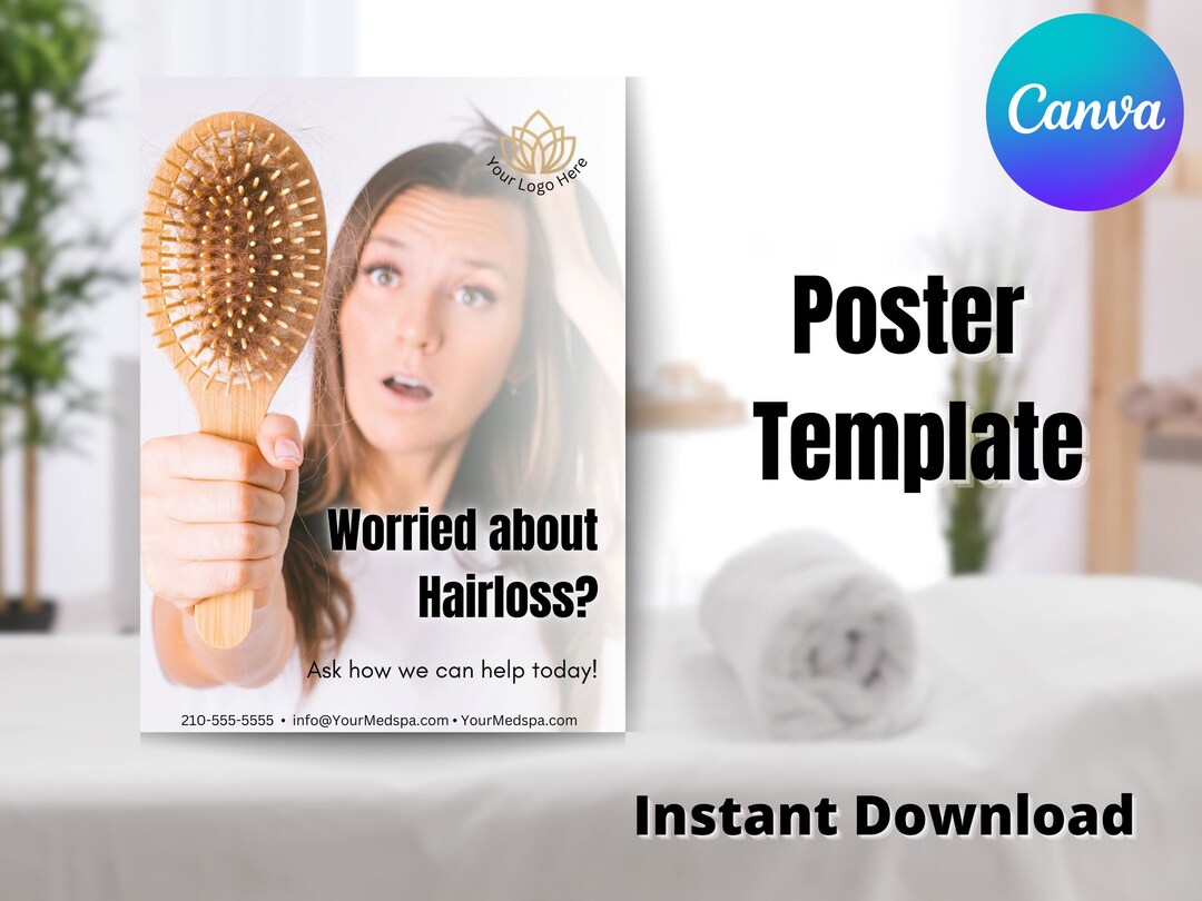Hair Restoration Poster, Canva Template, Waiting Room Decor, Treatment ...