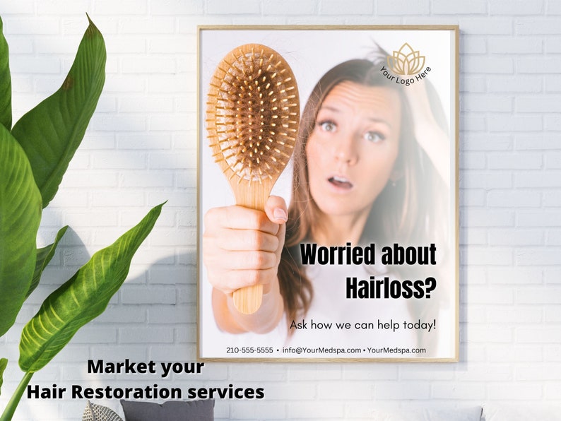Hair Restoration Poster, Canva Template, Waiting Room Decor, Treatment ...