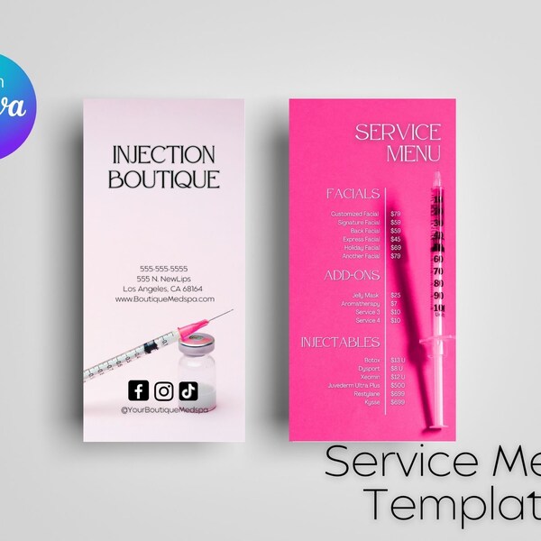 Aesthetician Service Menu - Etsy