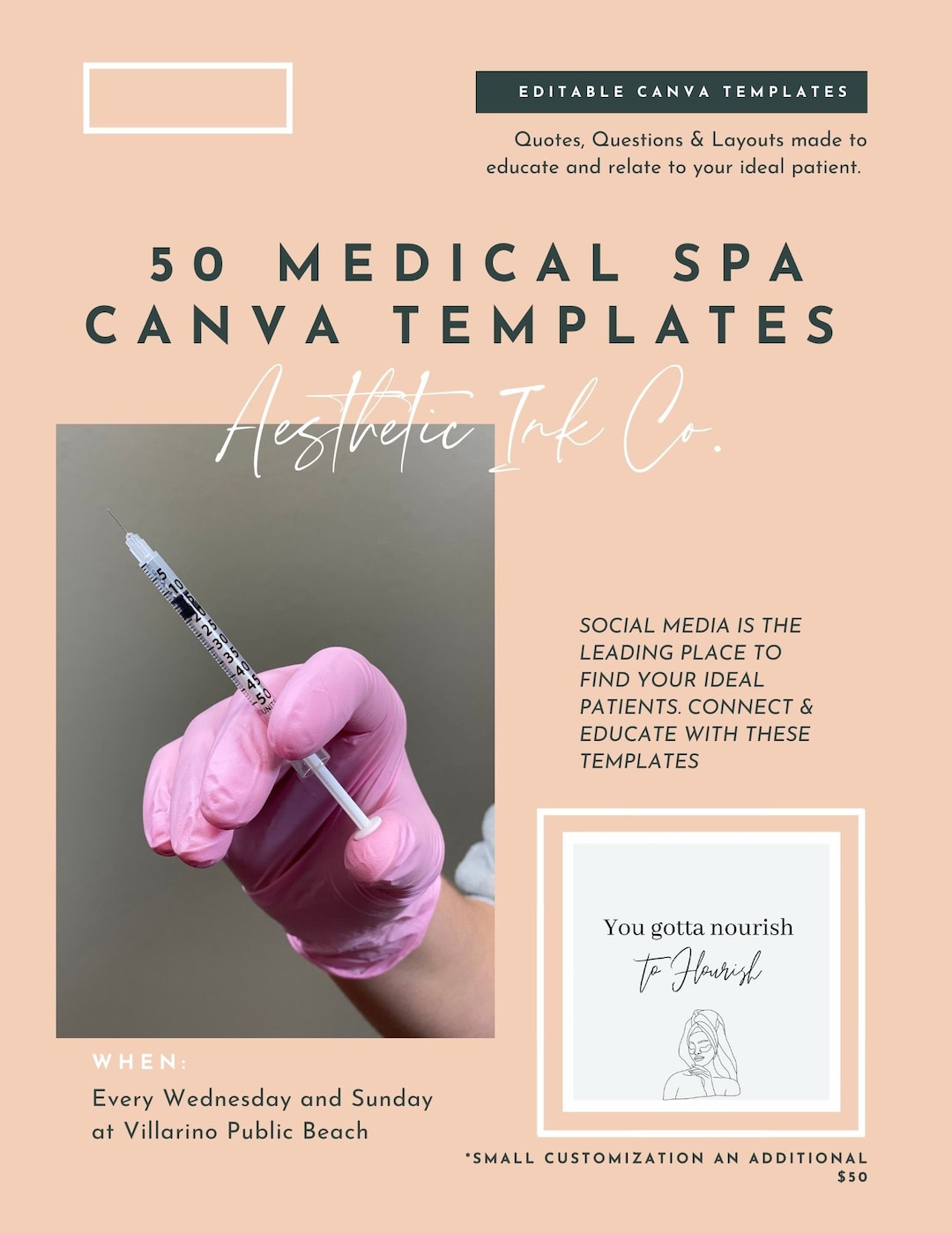 Medical Spa Canva Templates: Social Media, Plastic Surgery (instant ...