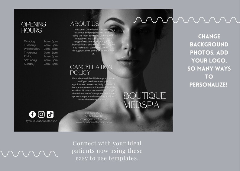 Medical Spa Business Card & Brochure Bundle, Templates, Plastic Surgery ...