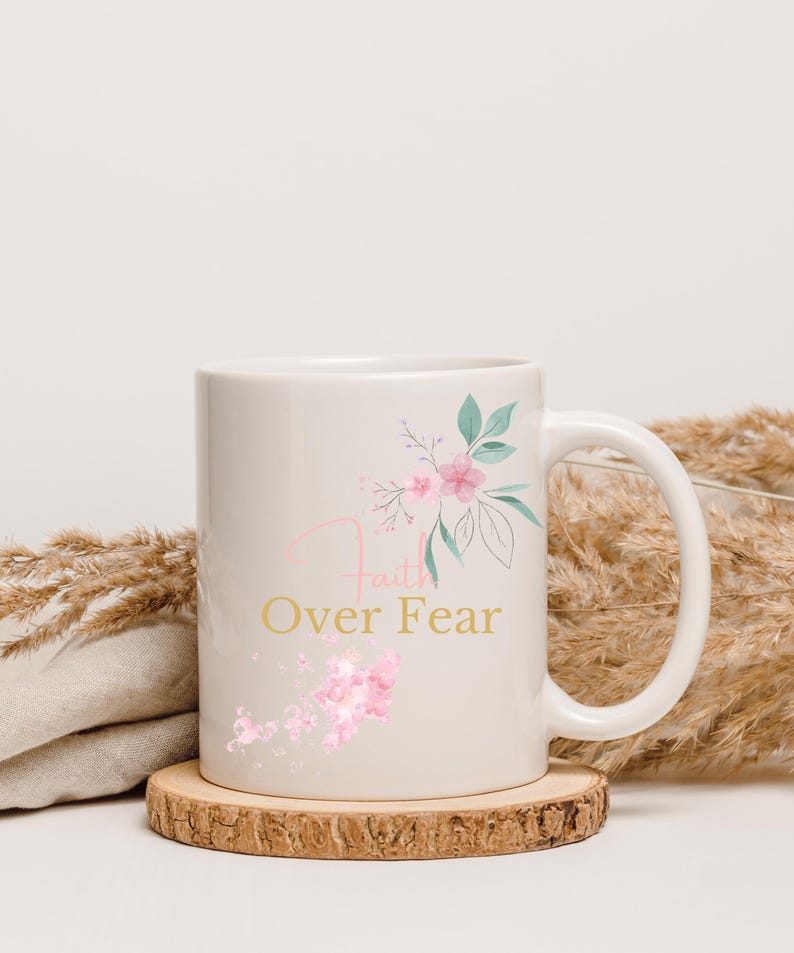 Faith Over Fear PNG, Watercolor Floral Christian Quote, Bible Verse ...