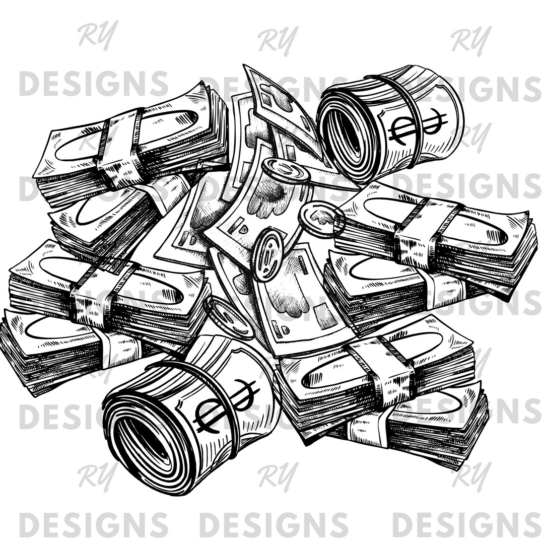 Money Png and Money Digital Paper With Money Background for Sublimation ...