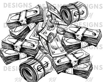 Money Png and Money Digital Paper With Money Background for Sublimation ...