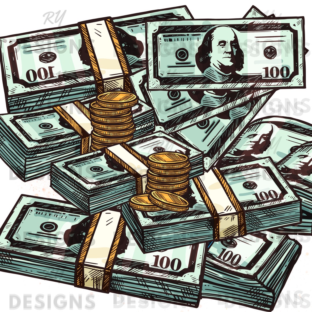Money Png and Money Digital Paper With Money Background for Sublimation ...