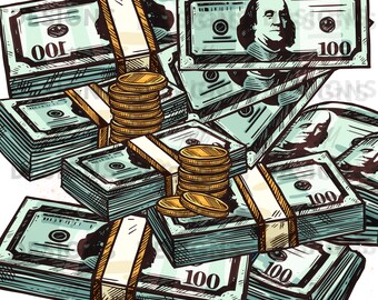 Money Png and Money Digital Paper With Money Background for Sublimation ...