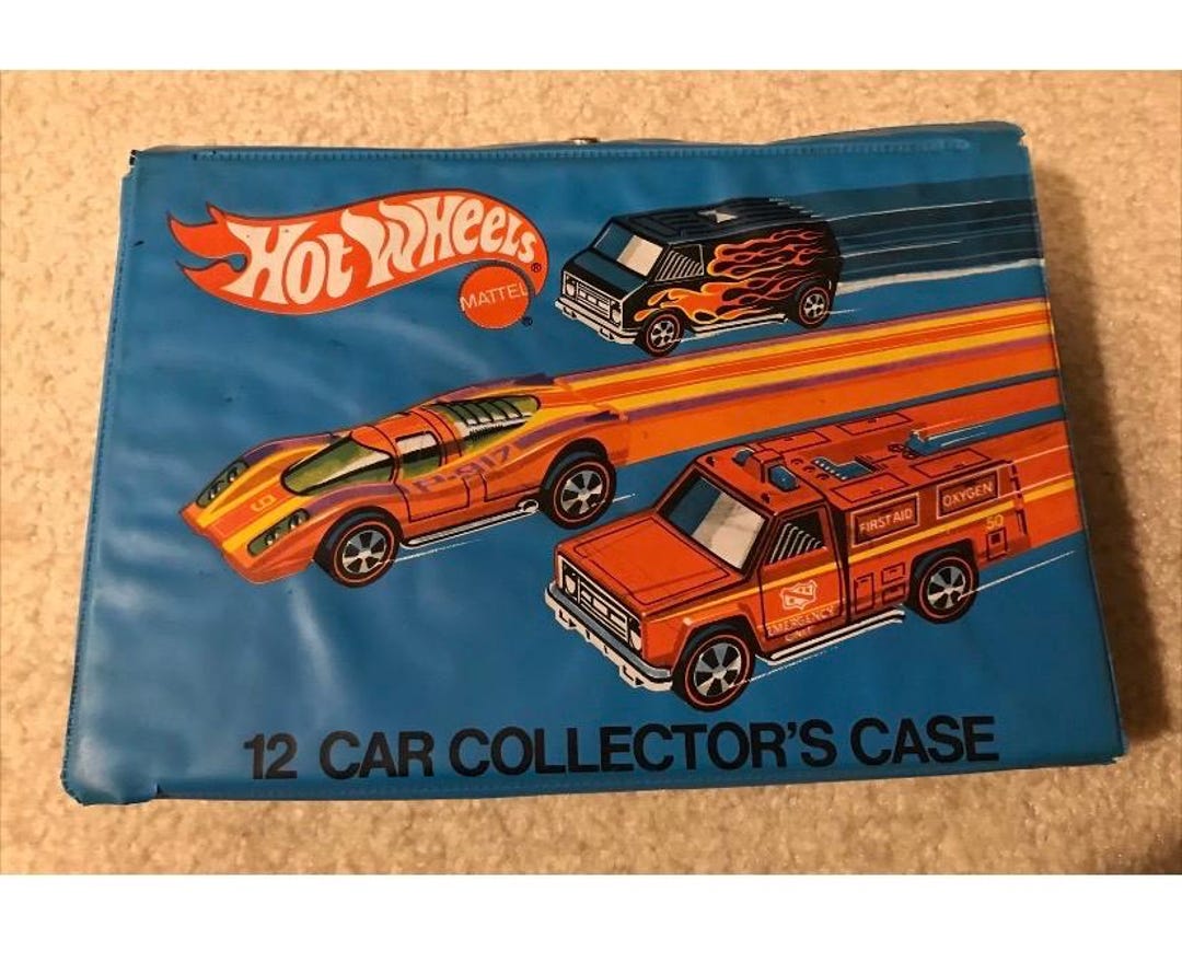 Hot Wheels 1975 Vintage Blue 12 Toy Car Slots Collector's Case Handle ...