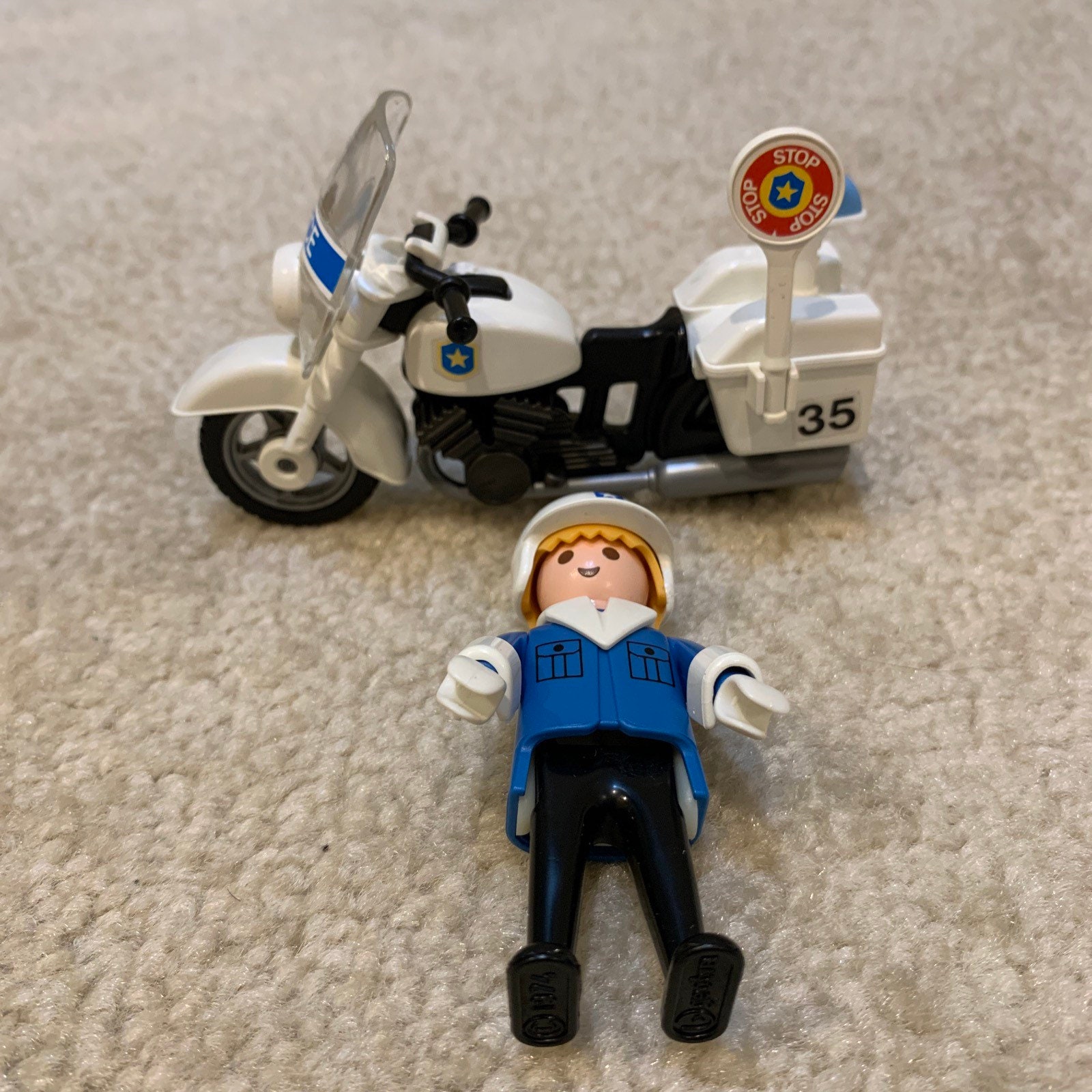 1987 Vintage Playmobil 3564 Police Motorcycle Toy Figure Vehicle Set Complete With Original ...