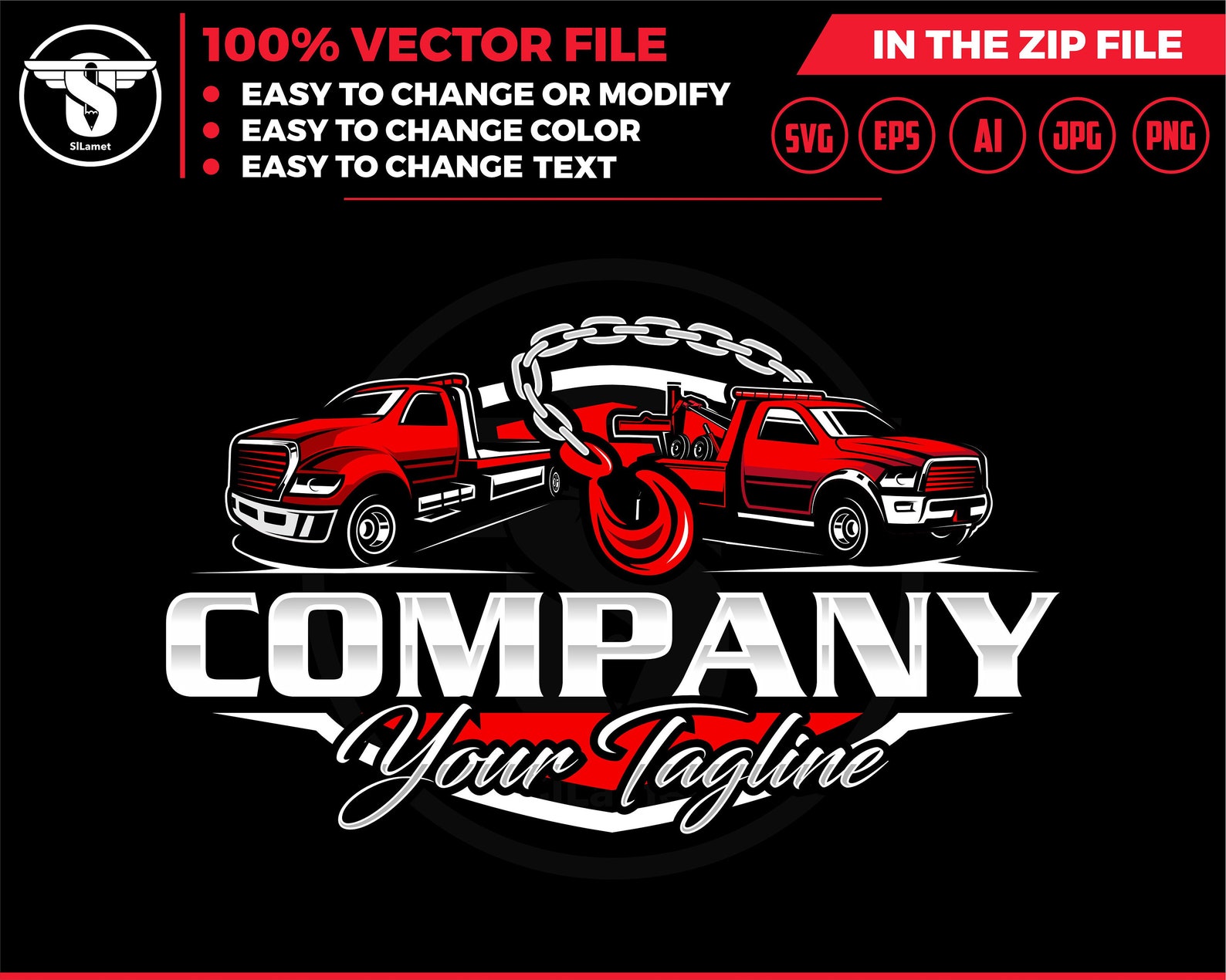 Towing Truck Logo Towing Logo Template Towing Chain Svg Tow - Etsy