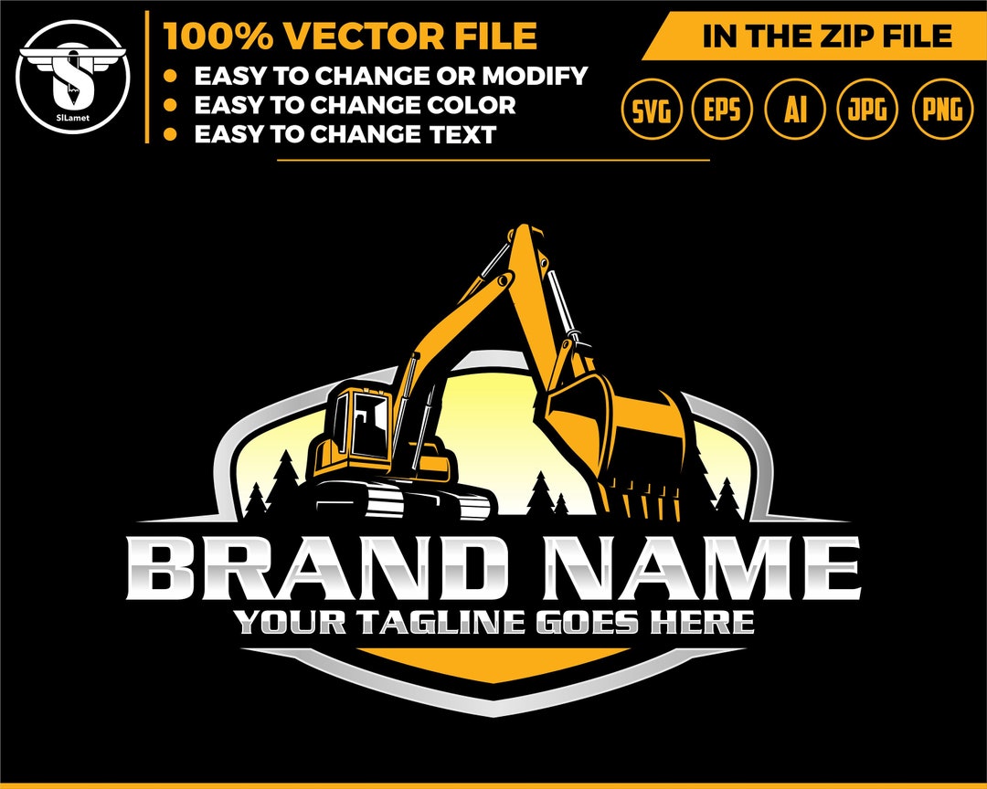 Excavator Logo Template: Construction Digger SVG (digital Download) - Etsy