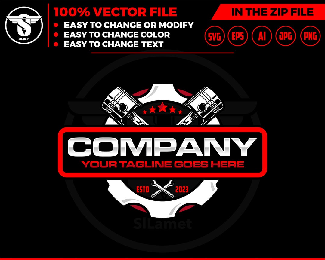 Pistons Car Logo - Car Service Logo - Car Repair Logo Template - Etsy