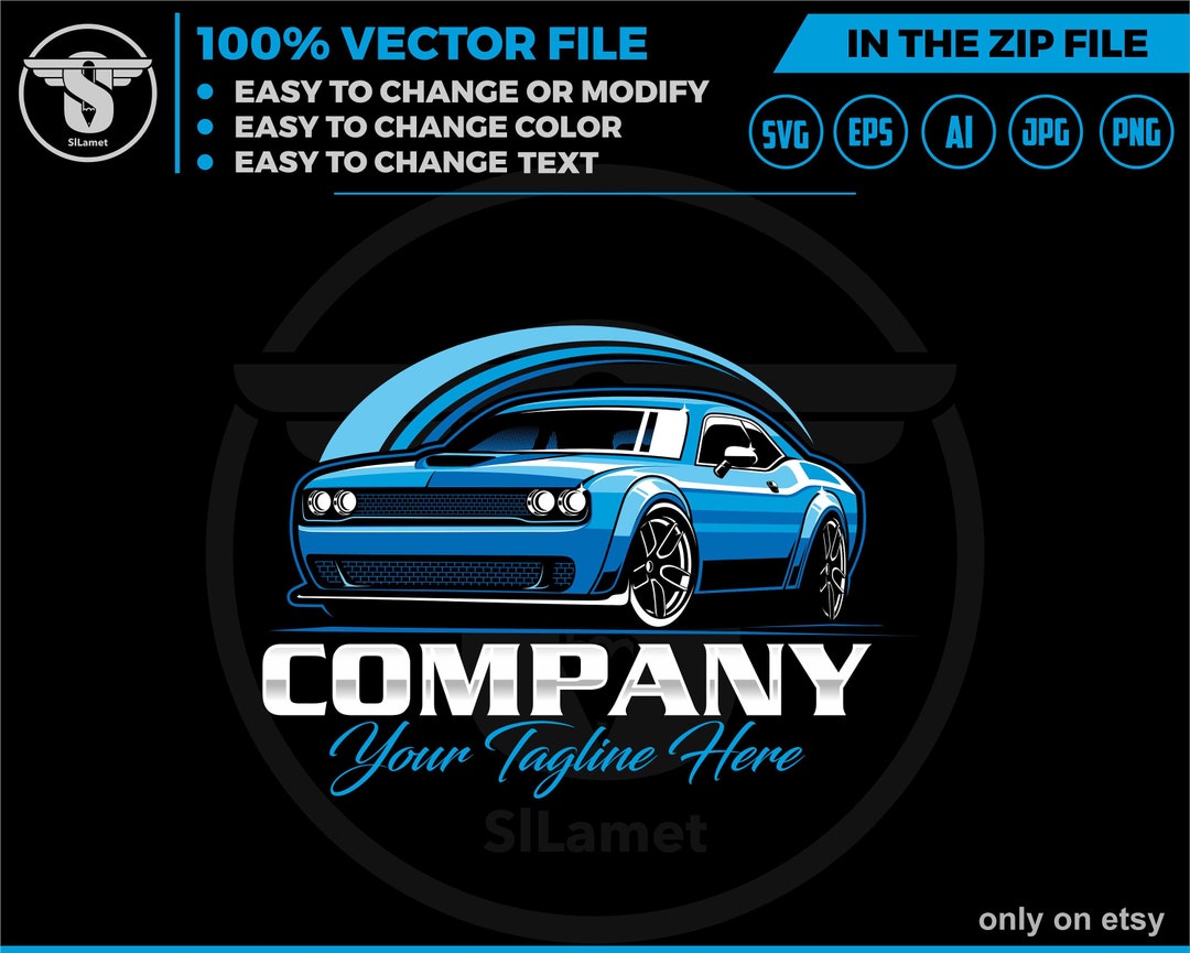 Ditable Blue Car Wash Vector Logo: Auto Detailing Service Branding (SVG ...
