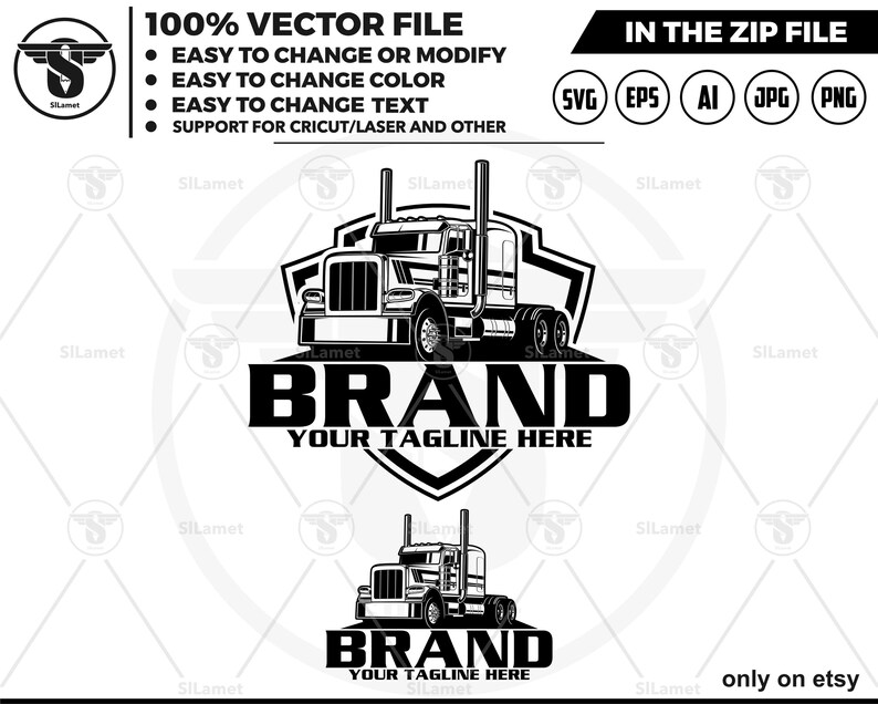 Trucking Company Logo SVG: Semi Truck Vector Graphics (digital Download ...