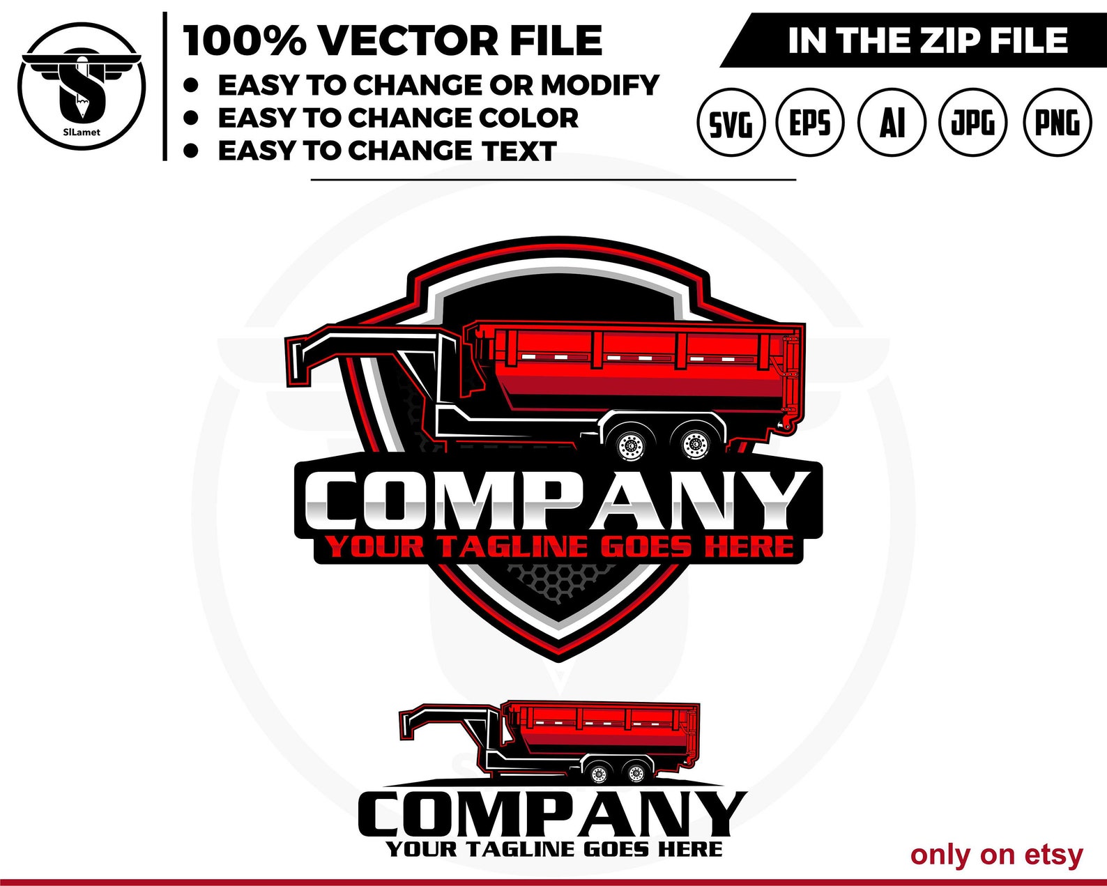 Gooseneck Dump Trailer Logo - Dump Trailer Logo - Dump Rental Logo - Etsy