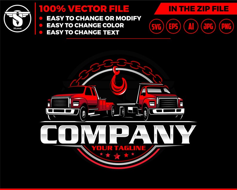 Towing Truck Logo Towing Logo Template Towing Chain Svg Tow - Etsy