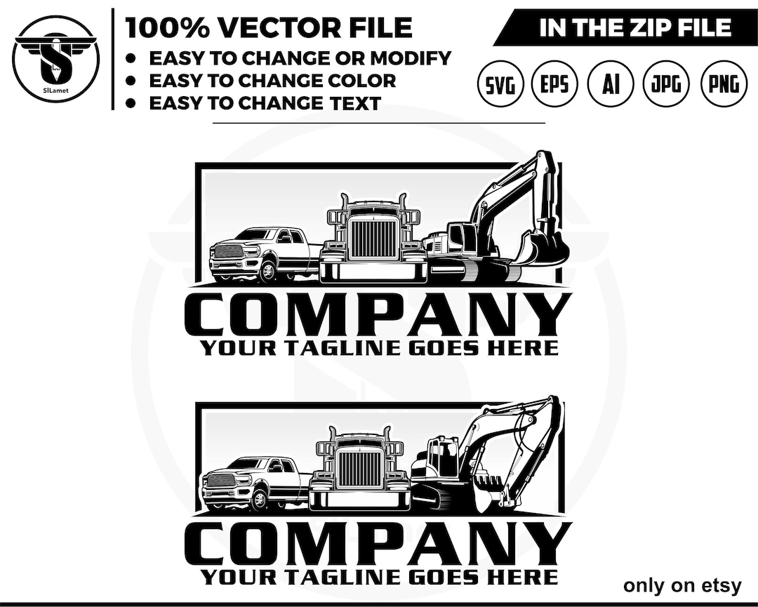 Equipment Vehicles Logo, Heavy Equipment Svg, Pickup Truck, Excavator ...