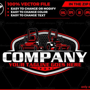 Lawn Mower Logo Design: Zero Turn, Grass Cleaner (digital Download) - Etsy