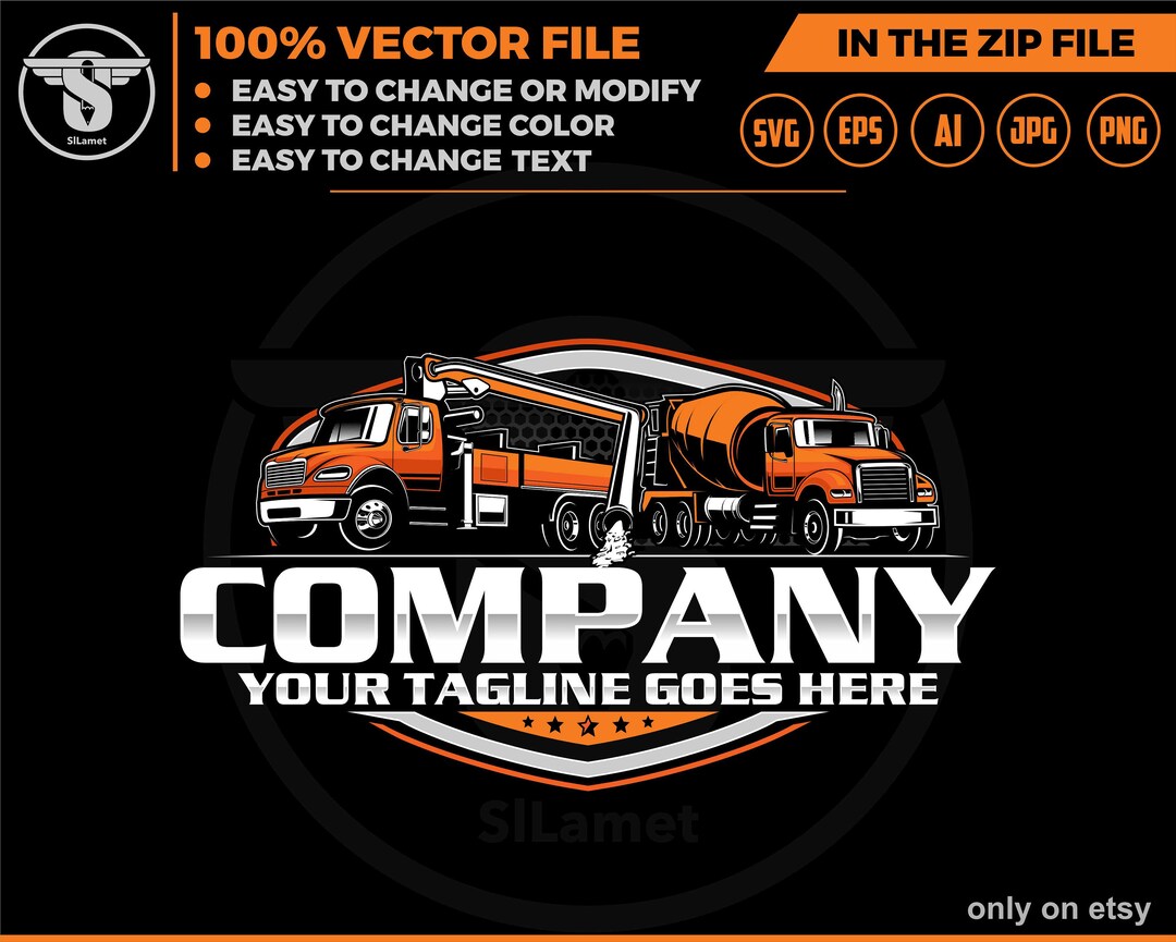 Concrete Pump and Truck Mixer Logo,pumping Logo,p Umping Svg, Concrete ...