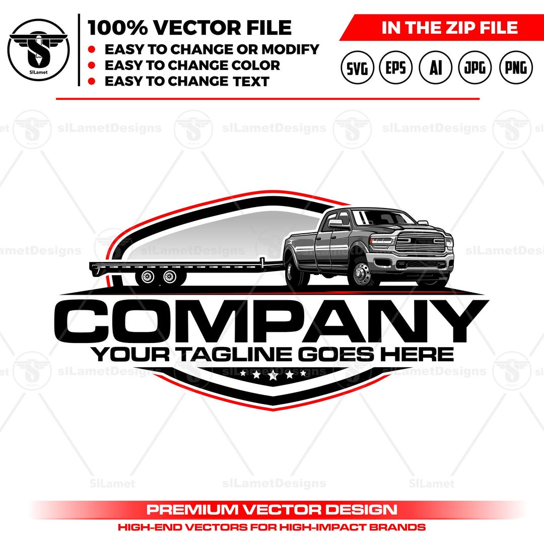Pickup Truck & Trailer Logo: Hot Shot Car Hauling Svg, Vector - Etsy