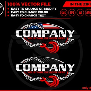 America Towing Logo, Towing Chain Logo, Towing Truck Logo, Towing Logo ...