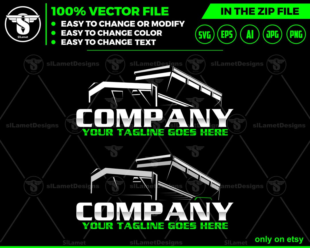 Gooseneck Dump Trailer Logo Template: Hauling Equipment Branding ...