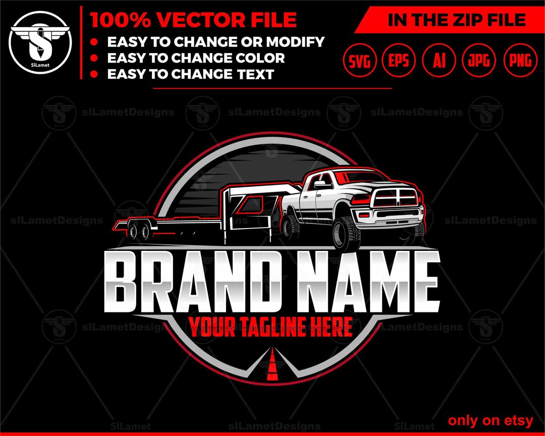 Hotshot Logo - Pickup and Flatbed Trailer Logo - Truck Towing Logo ...