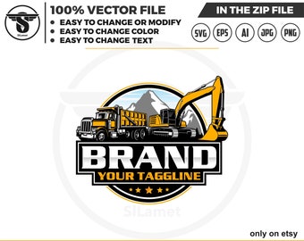 Excavator Heavy Equipment Construction Logo Earth Digging Logo Skid ...